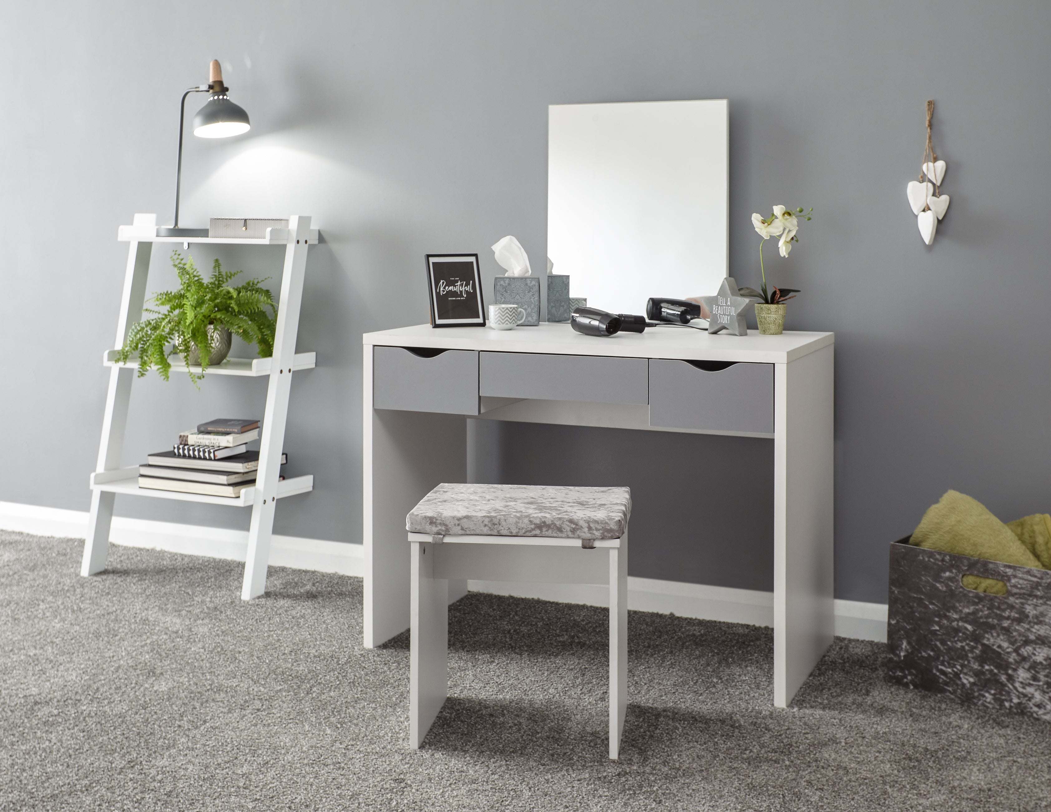 GFW Elizabeth Dressing Table - White & Grey – Bed Factory Direct